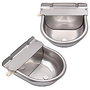 HHNIULI 2.5L/84.5oz Automatic Dog Waterer, 2 PCS 304 Stainless Steel Automatic Animal Drinking Water Bowl Trough Dispenser for Dogs Horses Cattle Sheep Goat Chicken  