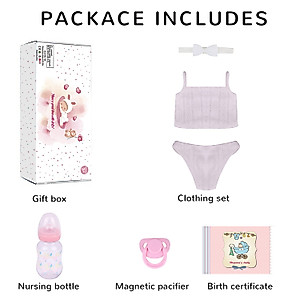 CHAREX Reborn Baby Girl Doll Vinyl Full Body, 18 Inch Lifelike Waterproof Newborn Baby Doll, Realistic Washable Reborn Toddler Lucy, Amazing Gift Set for Kids Age 3+