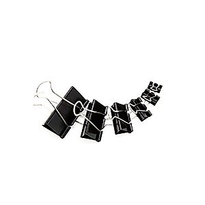 DSTELIN Binder Clips Paper Clamps Assorted Sizes 100 Count (Black), X Large, Large, Medium, Small, X Small and Micro, 6 Sizes in One Pack, Meet Your Different Using Needs.