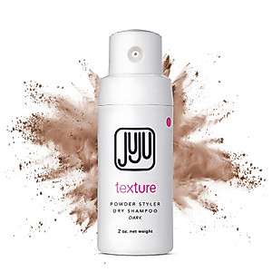 Juju Styling Texture Powder & Dry Shampoo Powder Pump 2 oz Powder Styler Dry Shampoo (Dark) - Natural Volumizing Hair Powder, Oil-Absorbing Dry Shampoo, Travel Size Hair Care for All Hair Types