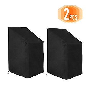 AGOOBO Patio Chair Covers,2 Pack Waterproof & UV Protection Outdoor Chair Cover, Furniture/Stack Chairs Cover with Pouch(29 x 29 x 47-1/4 inch,Black)
