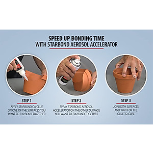 STARBOND Thick CA Glue (3X 2 oz) with Accelerator (3X 6 oz) - Super Craft Glue for Wood, Plastic, Metal, Leather, Ceramic - Cyanoacrylate Glue for Woodworking, Woodturning, Guitar, Hobby