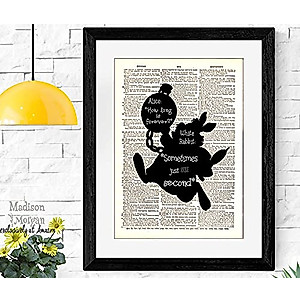 Alice In Wonderland Mad Hatter: The Secret Alice. Decor - 4 piece set - Dictionary Art Print Quotes and Sayings Print - UNFRAMED 9 X 11 inches