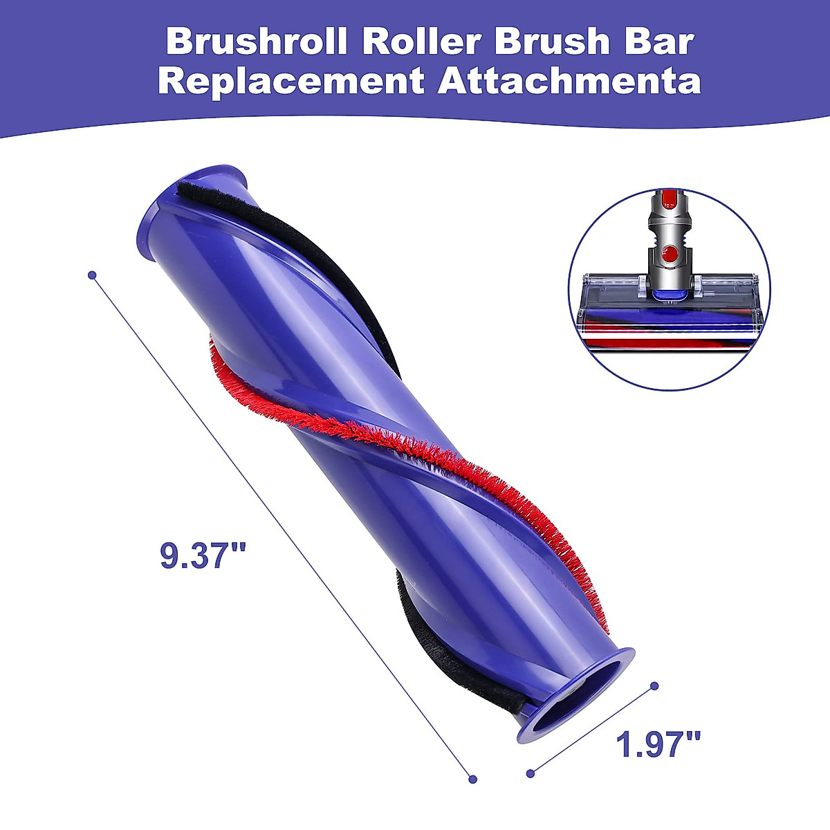 Roller Brush Replacement for Dyson V10 Cordless Vacuum Cleaner Part, Brushroll Roller Brush Bar Replacement Attachment Compatible with Dyson V10 (For Dyson V10)
