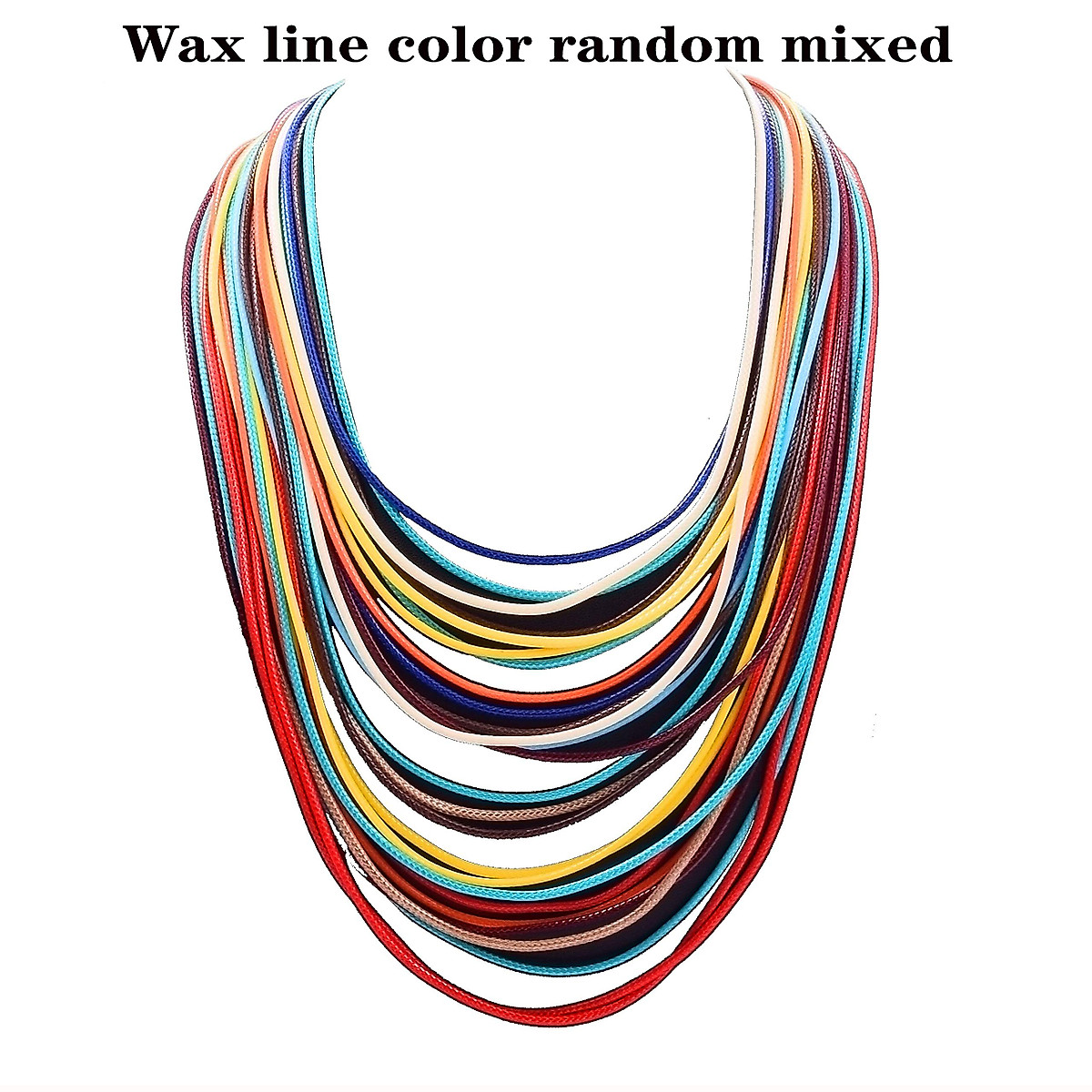 Women Multi Layer Chunky Bib Necklace Magnetic Clasp Wax Line Choker Statement Jewelry