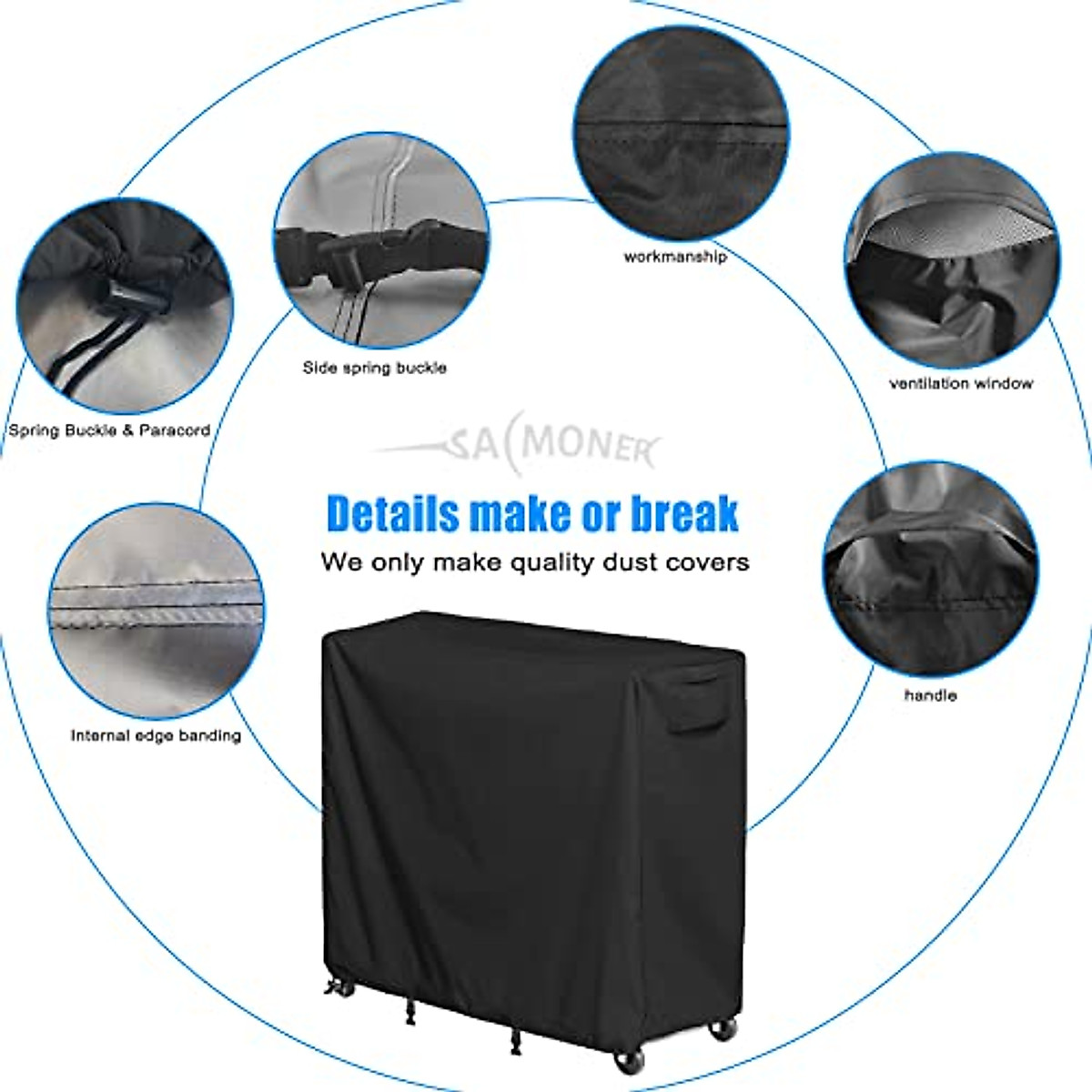 Rolling Cooler Cart Cover, High Density Waterproof 80 Qt Patio Cooler Cover, W34*D19*H31 Inch, Black