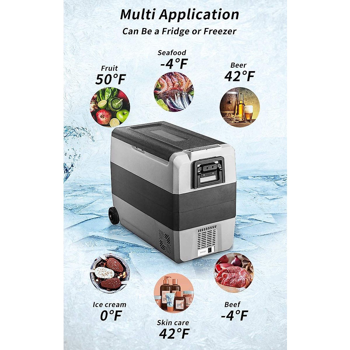 Alpicool T60 Dual Temperature Control Portable Refrigerator 63 Quart Compact Fridge Mini Freezer -12/24V DC and 110-240V AC