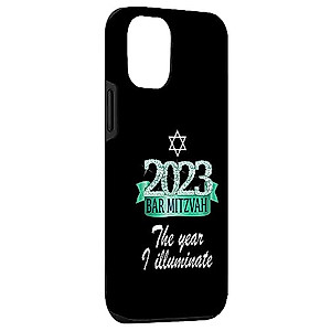 iPhone 13 Pro 2023 Bar Mitzvah Quote Festive Black Turquoise Decor Case