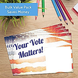 T MARIE 100 Bulk Get Out the Vote Postcards 4x6” - Patriotic Red, White and Blue American Flag Vintage Theme With Blank Back for Message to Voters - Encourage Voting In Your State