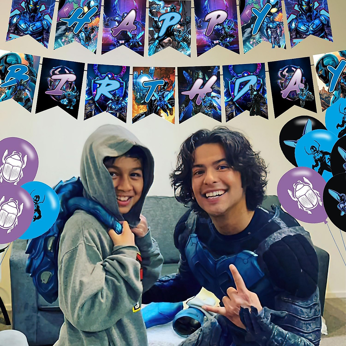 𝓑𝓵𝓾𝓮 𝓑𝓮𝓮𝓽𝓵𝓮 Birthday Party Decorations,𝓑𝓵𝓾𝓮 𝓑𝓮𝓮𝓽𝓵𝓮 Party Supply Set for Kids with 1 Happy Birthday Banner Garland , 13 Cupcake Toppers,18 Balloons for 𝓑𝓵𝓾𝓮 𝓑𝓮𝓮𝓽𝓵𝓮 Party Supplies