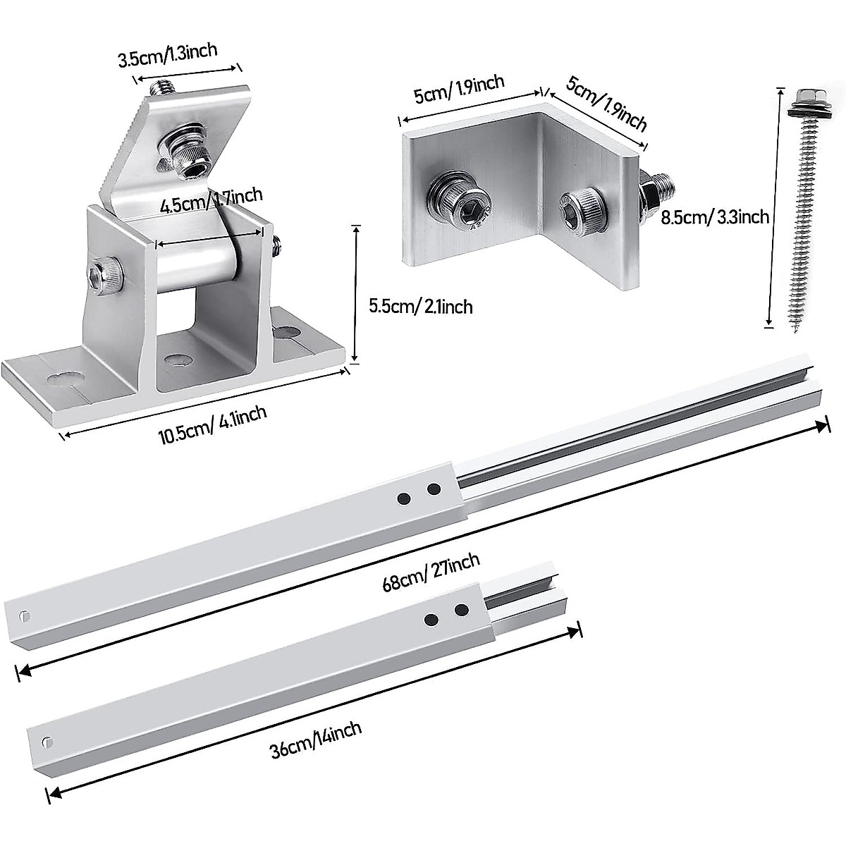 4 Pcs (2 Set) Adjustable Solar Panel Tilt Mounting Brackets - Solar Panel Mount Bracket Stand Support Solar Panels with 100W 200W 300W 400W for RV, Roof, Boat, Flat Surface