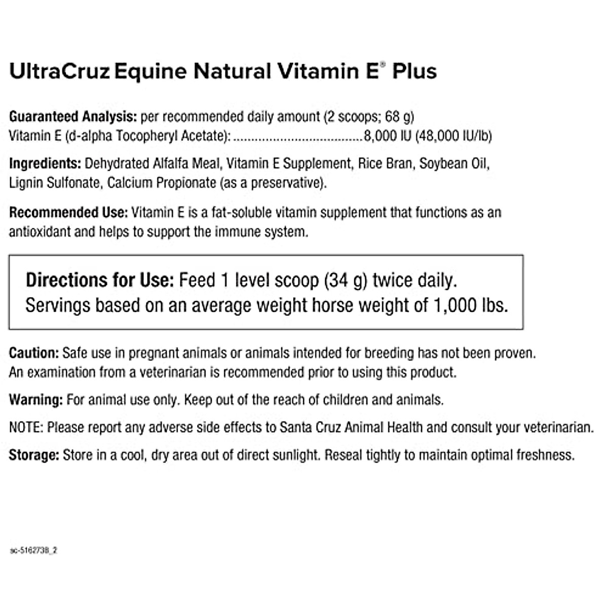 UltraCruz - sc-516275 Equine Natural Vitamin E Plus Supplement for Horses, 10 lb, Pellet (66 Day Supply)