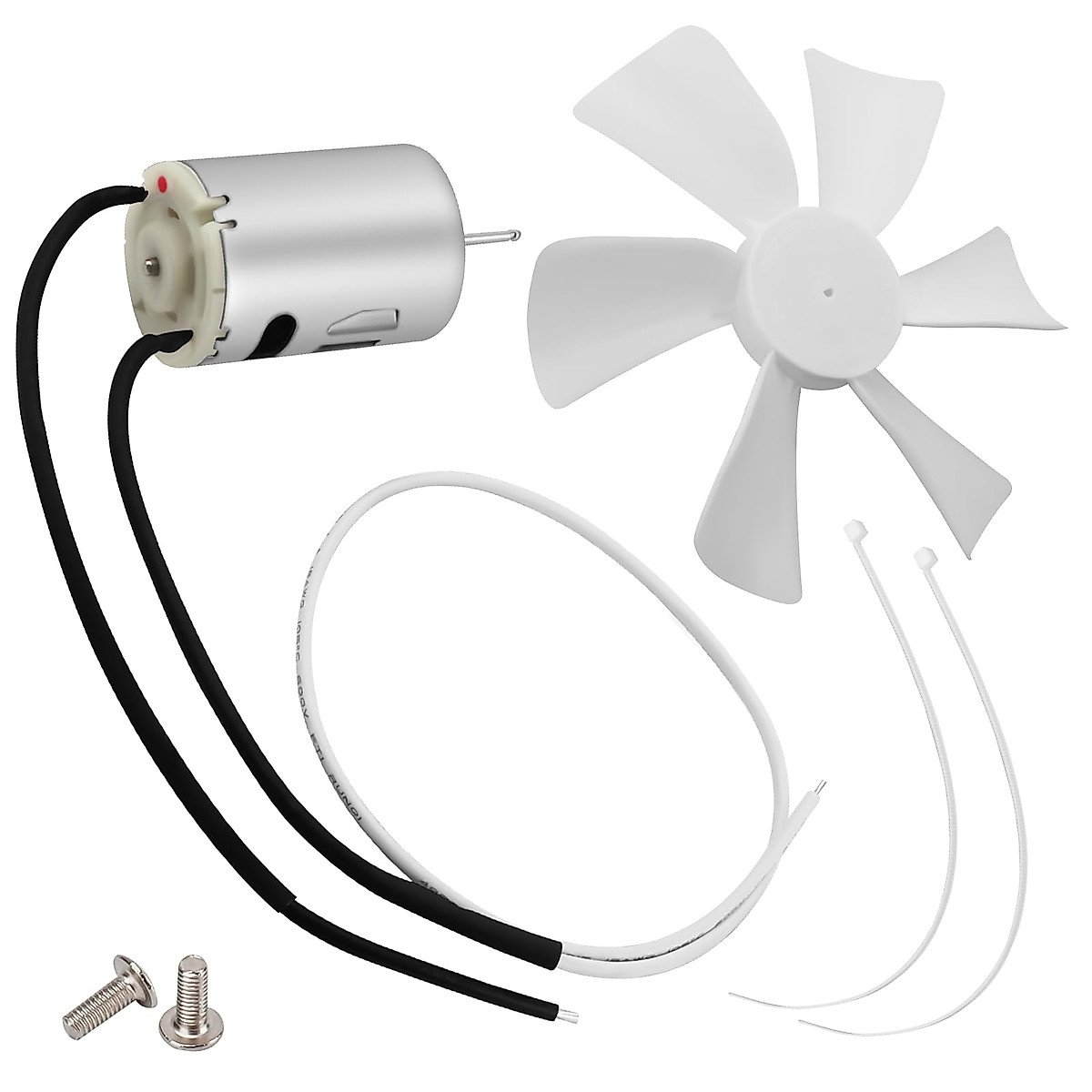 Puxyblue 6" RV Vent Fan Blade and 12V D-Shaft Motor Compatible With Heng's, Elixir, Jensen, Jayco, Toyota Dolphin - 2 Screws and 2 Zip Ties for Camper Roof Vent