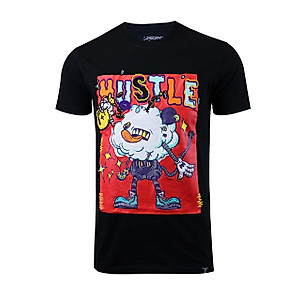 SCREENSHOTBRAND-S11024 Mens Hip-Hop Premium Hipster Tee Hustle Tongue Cartoon Character Print T-Shirt-Black-Small