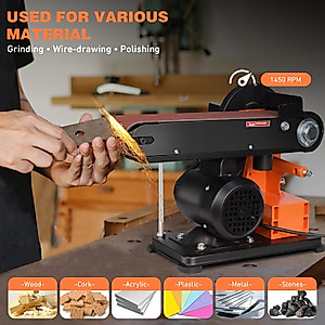 DAJYAWON Belt Sander, 4 x 36 in. Belt and 6 in. Disc Sander, 3.2-Amp 2/3HP Belt Disc Sander Combo with 2 Dust Collection Port, Bench Belt Sander for Woodworking, Metal Working