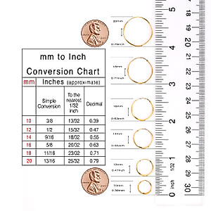14k Yellow Gold Endless Hoop Earrings 10x1.0mm