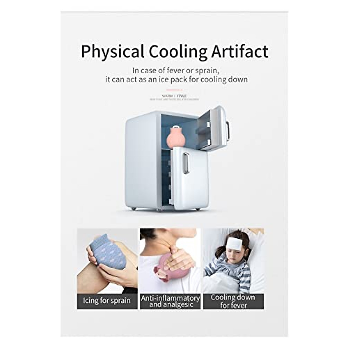 PSBYW Silicone Hot Water Bottle Hand Warmer Stomach Warmer Hot Water Bottle Heating Refrigerated Ice Pack Can Be Used to Warm Women's Palace Hands (Color : 6)