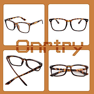 Onrtry Non Prescription Glasses for Men Women Square Clear Lens Eyeglasses (Tortoise)