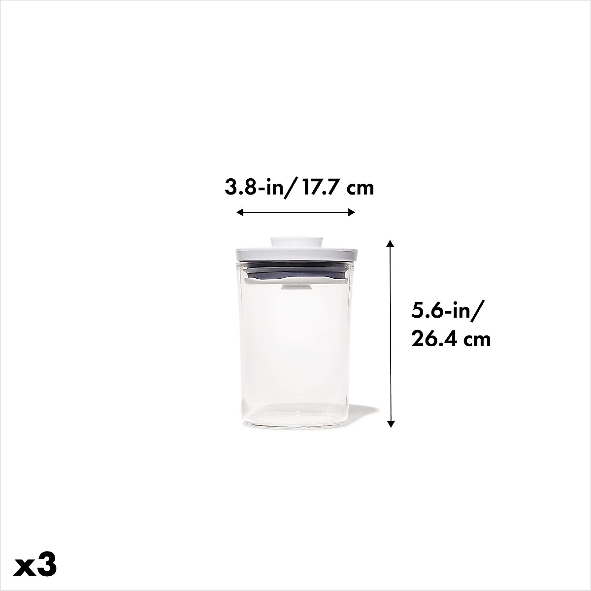 OXO Good Grips 3-Piece Mini Round POP Canister, Set 3X 0.6L, Transparent, 600 Millilitre
