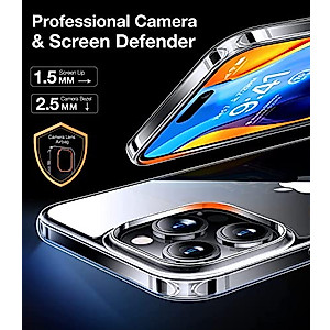 TORRAS Diamond Clear for iPhone 14 Pro Max Case [Anti-Yellowing][Exceed 3X Mil-Grade Drop Protection] Shockproof Slim Yet Protective Hard Back Soft Bumper with Airbag for iPhone 14 Pro Max Phone Case