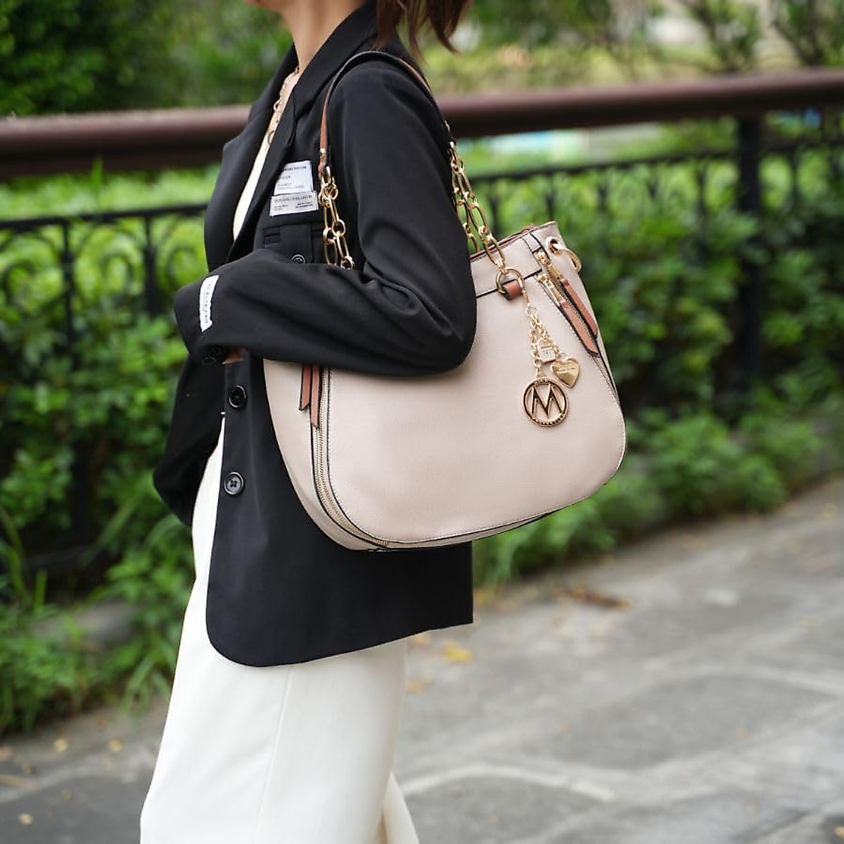 MKF Collection Tote Handbag with Wristlet Wallet, Vegan Leather Crossover Women’s Shoulder bag Purse Baby Blue by Mia K