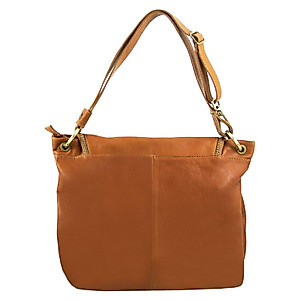 Tuscany Leather TLBag Soft leather shoulder bag with tassel detail Cognac