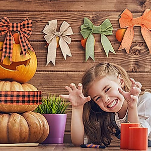 8 Rolls 32 Yards Fall Theme Ribbon Thanksgiving Wired Edge Ribbon Wrapping Ribbon Roll Autumn Decorative Ribbon for Autumn Harvest Thanksgiving Wreath Decoration (Buffalo Plaid Pattern)