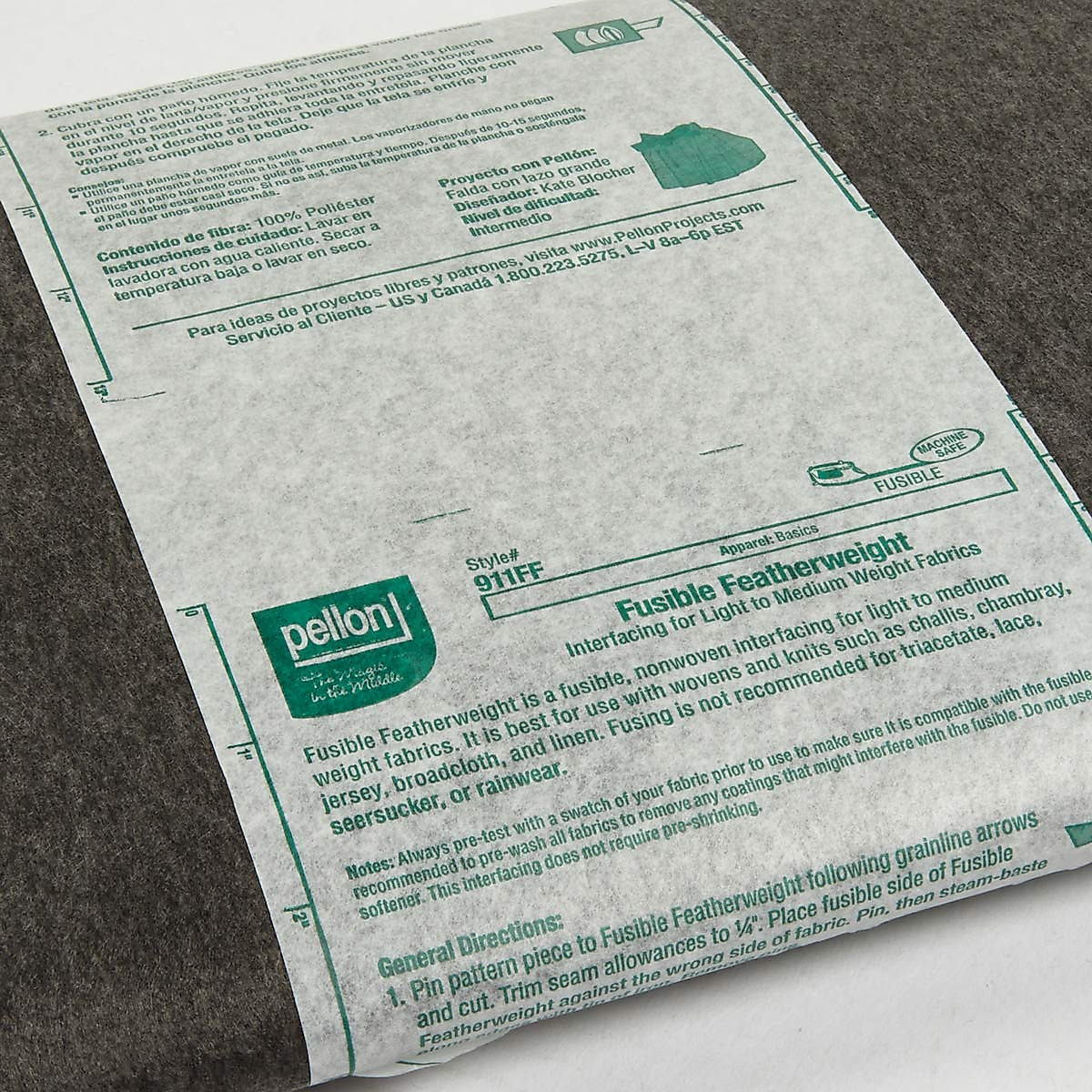 Pellon 911FF Fusible Featherweight Interfacing 20in x 10 Yard Bolt Charcoal