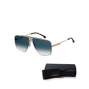 Carrera CA1016/S 0001 64mm Yellow Gold/Dark Blue Gradient Square Sunglasses for Men for Women + BUNDLE with Designer iWear Eyewear Kit
