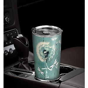 20oz Dandelion Dragonfly Faith Tumbler, Way Maker Miracle Worker Promise Keeper, Religious, Christian Gifts for Women, Stainless Steel Double Wall Vacuum Insulated Coffee Mug, Travel Cup with Lid