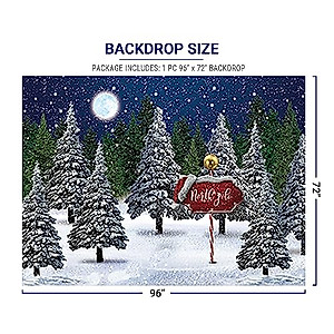 Allenjoy Winter Snowing Night Landscape Forest Backdrop Christmas Wonderland North Pole Moon Snowflake Snow Scene Pine Kids Newborn Photo Booth Props Baby Shower 8x6ft Photography Background