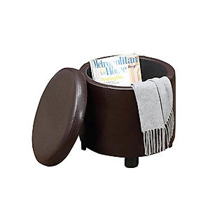 Designs4Comfort Round Accent Storage Ottoman with Reversible Tray Lid