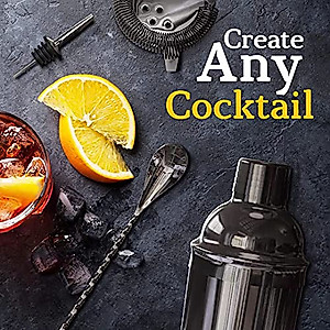 Leak-Proof 3 Pieces Cocktail Shaker -Premium Bartender Kit for Home Bartending Beginners and Pros - 24 oz Cocktail Shaker with Jigger and Spoon - Drink Shaker for Home Black