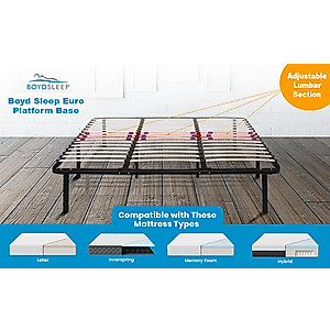 Boyd Sleep 14" High Metal Platform Bed Frame with Wood Slat Support, Adjustable Lumbar Zone from Firm to Plush, No Box Spring Required, Easy Assembly, Under Bed Storage Space, Size California King