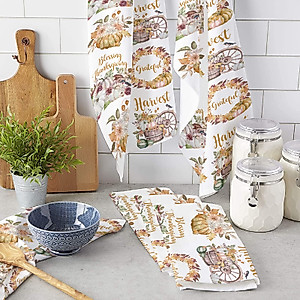 Kitchen Cloth Dish Towels Super Absorbent Dishtowels Strong Absorption Water and Remove Oil and Dust Dish Rags Nonstick Oil Washable Fast Drying Autumn Pumpkin 2 Pack 18" x 28"