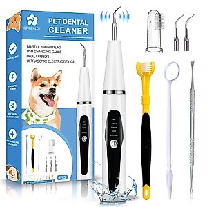 ofikpaloe Dog Teeth Cleaning Kit, Electric Dog Tartar Remover for Teeth, Pet Ultrasonic Dental Cleaning Machine, Easy Dog Dental Care, Suitable for Large and Small Dogs. (Black)