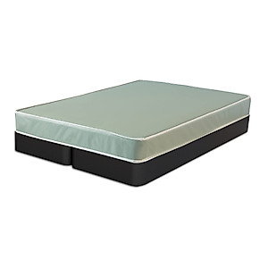 Treaton Pressure Relieving & Cooling High Density Foam Full Mattress - 8-inch Water Proof Vinyl Medium Firm Tight Top Pocketed Coil Rolled Hybrid Mattres with 4” Wood Box Spring, Bed in Box, Green