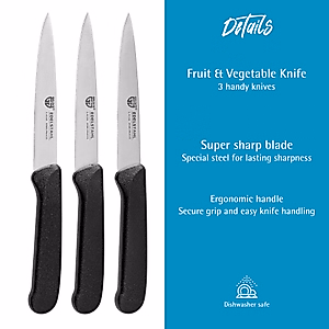 GRÄWE Vegetable Knives Set of 3 Stainless Steel, Multi-Coloured, Super Sharp, Dishwasher Safe