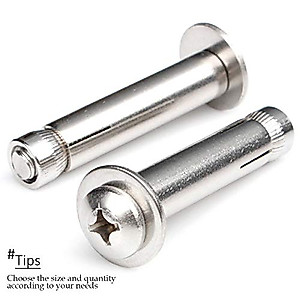 Expansion Screw,Stainless steel expansion bolts, screws, screws, 12 Pieces Expansion Screw Bolts M6 x 40/50/60/70/80/100 mm - 304 Stainless Steel Pan Head Cross Expansion Screw Sleeve Anchor Bolt Heav