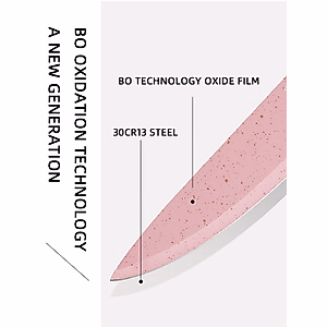 Colorful Kitchen Knives Set of 6 PCS Cute Fruit Knife Set with Gift Box,High Carbon Steel Kitchen Knife Set without Block, Environmental Wheat Straw Material Handle, Sharp Professional Chef Knife