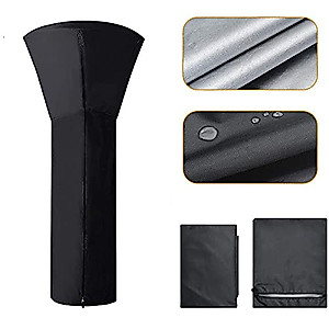 Techson Outdoor Heater Cover, Patio Garden Protective Waterproof Standup Round Heater Covers with Zipper (Black, 89 x 33 x 19 inches)