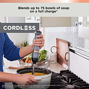 BLACK+DECKER Kitchen Wand Cordless Immersion Blender, 6 in 1 Multi Tool Set, Hand Blender with Charging Dock, Grey (BCKM1016KS01)