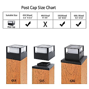 Viewsun 4 Pack Solar Post Lights, Outdoor Garden Solar Powered Fence Post Cap Lights with SMD LEDs Waterproof Light Decorative for Fence Deck or Patio Decor, Fits 4x4, 5x5 or 6x6 Wooden Posts