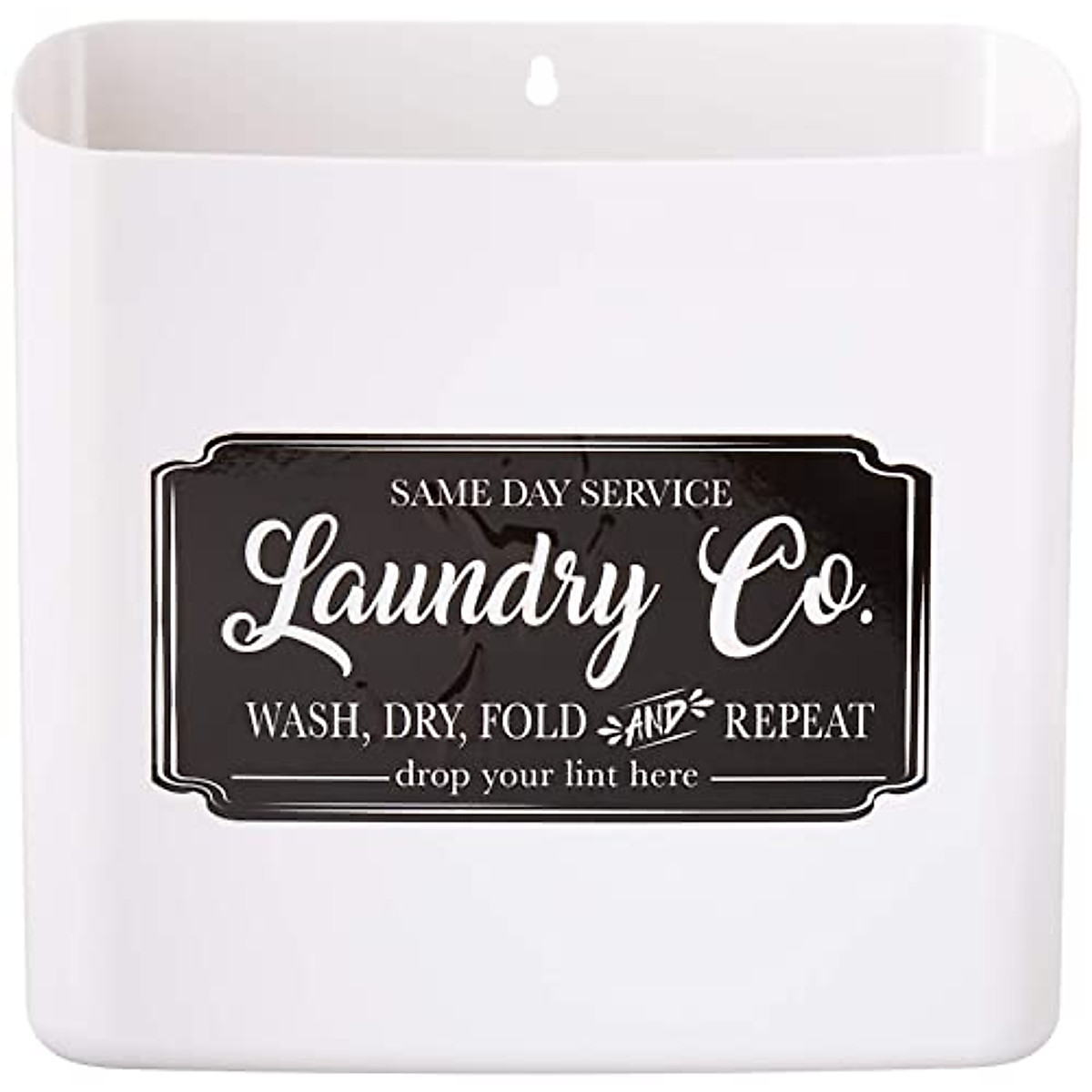 Lint Bin for Laundry Room Modern Farmhouse Decor Magnetic Container - Includes Wall or Magnetic Mount Accessories With Sign