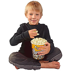 Novelty Place Retro Style Plastic Popcorn Containers for Movie Night - 7.1" Tall x 7.1" Top Diameter (3 Pack)