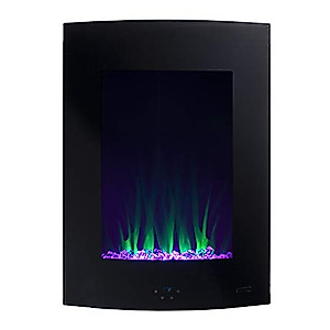 Paramount 27" Black Vertical Curved Wall Mount Electric Fireplace