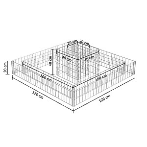 Gabion Planter,Garden Fence Border,Portable Fence,Privacy Fence,Fencing for Yard,Private Fence,Garden Fence for Dogs,for Deck,Patio,Backyard,Outdoor Pool,Porch,Galvanised Steel 47.2"x47.2"x7.8"