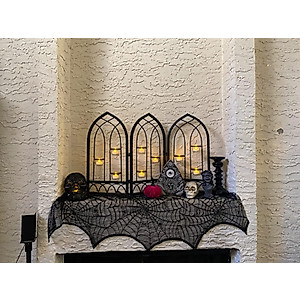 CACCO Halloween Fireplace Mantle Decorations,Black Lace Spiderweb Fireplace Mantle Scarf Cover Garland Festive Party Supplies 45 X 248cm 18 x 98 inch (Black)