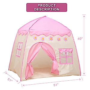 Kids Princess Tents for Girls Toys, Princess Castle Playhouse Tent, Indoor & Outdoor Toys Play Tent for 3+ Year Old Girls Kids Birthday Gift, Imaginative Games