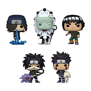 Funko Pop! Naruto -Set of 5 - Kiba w/Akamaru, Madara Uchiha (Six Paths), Izumo Kamizuki, Kotetsu Hagane and Might Guy